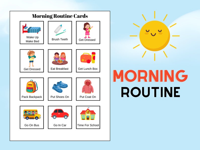 Kids Daily Routine Cards | Printable Chore Chart for Kids | Visual ...