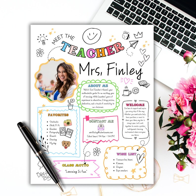 Meet the Teacher Printable | School Night Template | Back to School ...