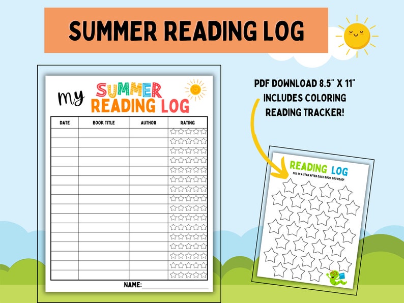 Summer Reading Log - Reading Log for Kids - Reading Log - Summer ...