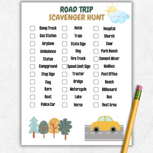 Road Trip Scavenger Hunt for Kids | Vacation Travel Activities | Travel ...