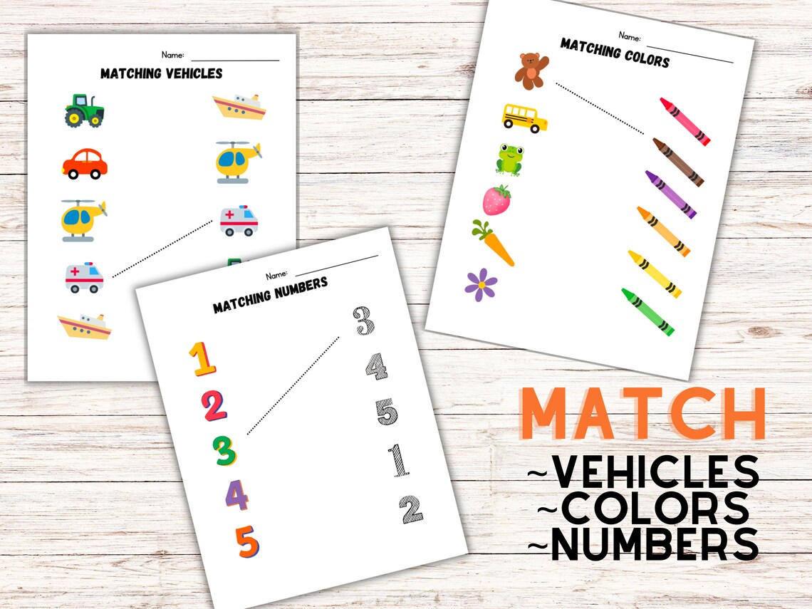 Printable Matching Worksheets for Preschool & Kindergarten ...