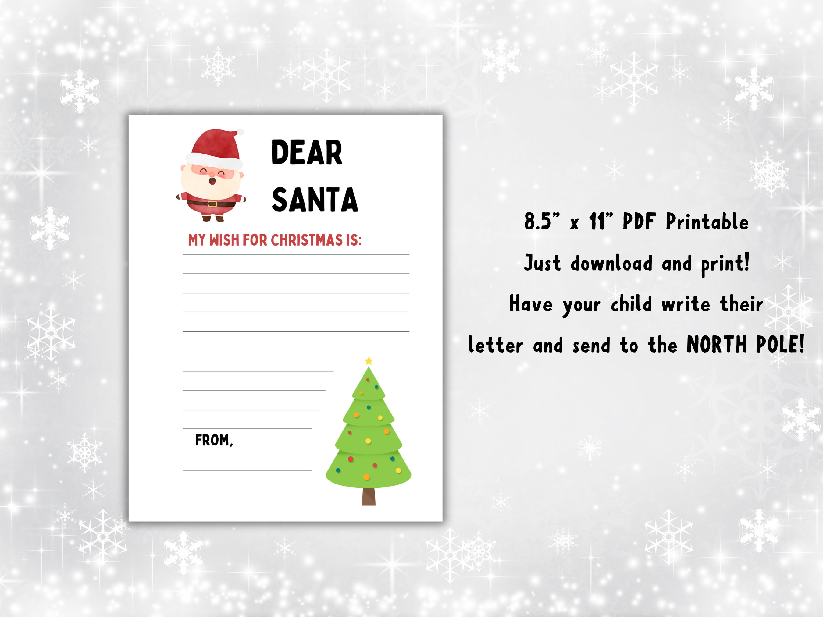 Letter to Santa | Printable Letter to Santa | Christmas Wishlist ...