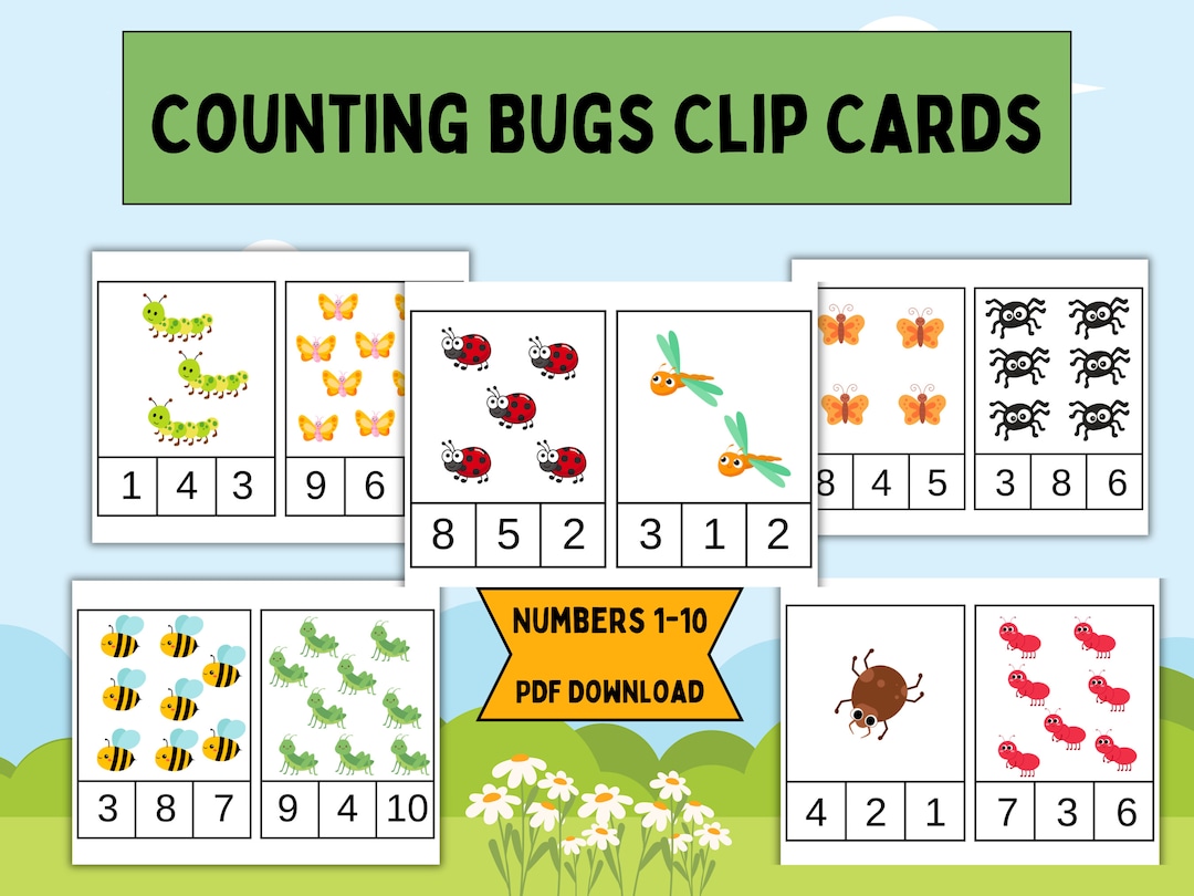 Counting Bugs Clip Cards, Preschool Counting 1-10, Preschool Math ...