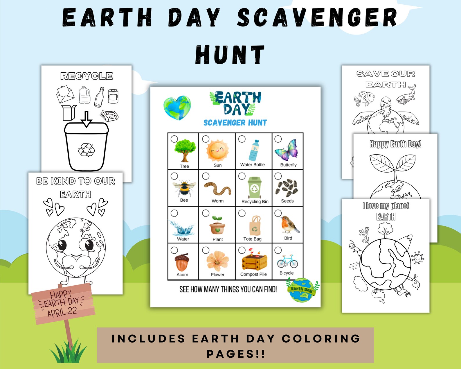 Earth Day Scavenger Hunt | Earth Day Activity for Kindergarten ...