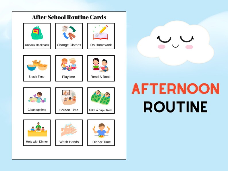 Chore Chart Printable Daily Routine Cards for Kids Routine Checklist ...