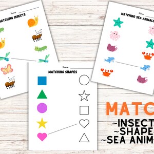 Printable Matching Worksheets for Preschool & Kindergarten ...