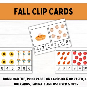Fall Counting Clip Cards, Preschool Counting 1-10, Preschool Math ...