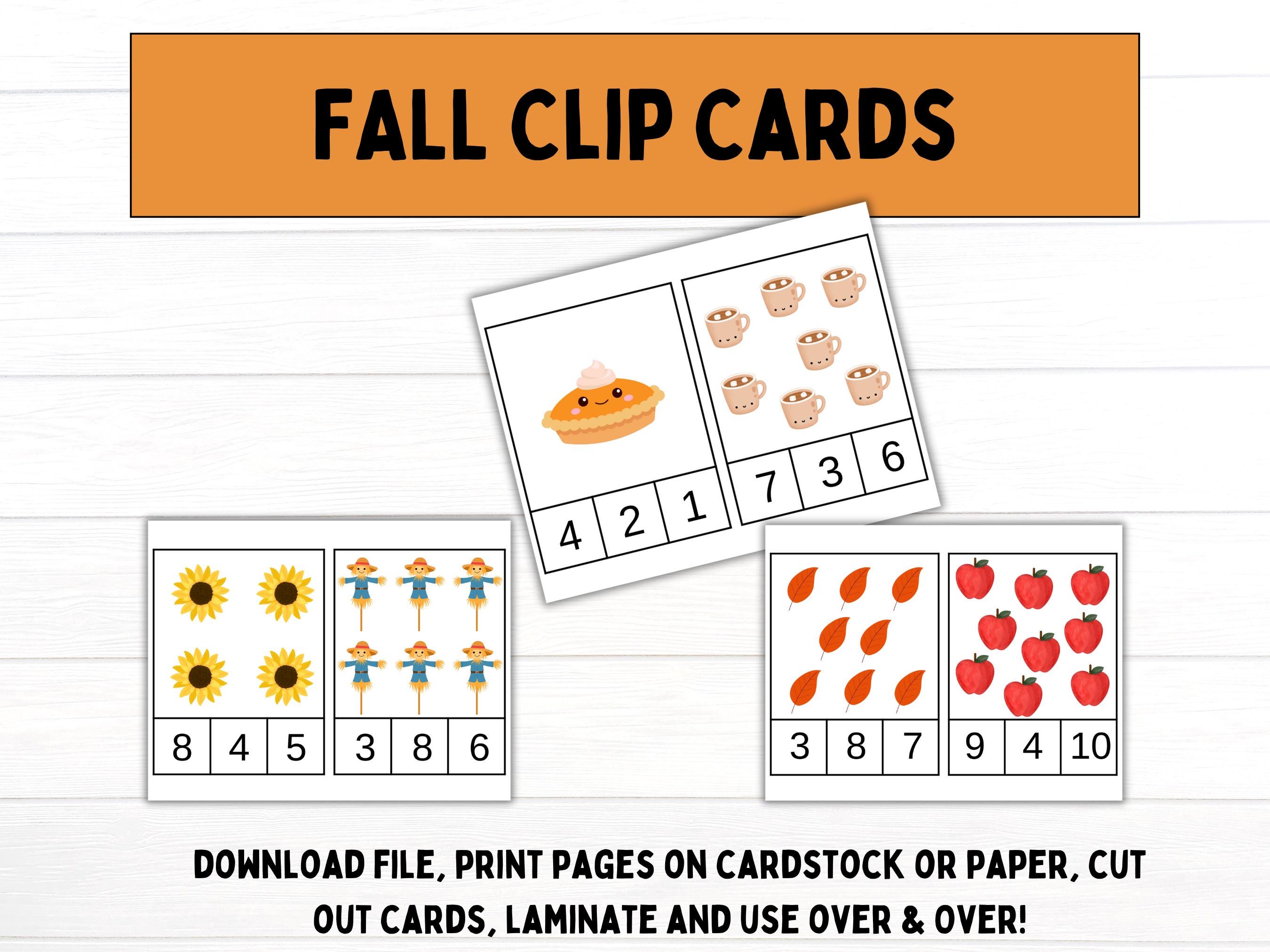 Fall Counting Clip Cards, Preschool Counting 1-10, Preschool Math ...