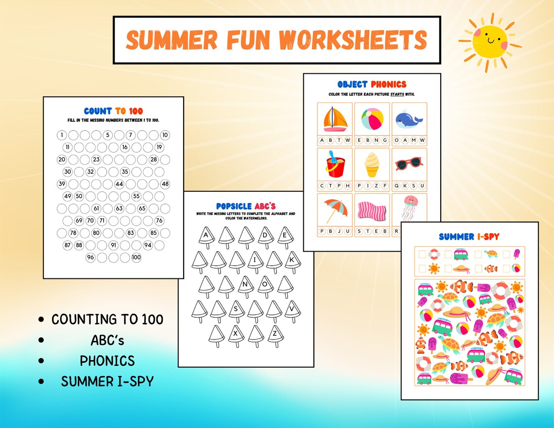 Printable Summer Fun Activities for Kids Educational Summer Worksheets ...