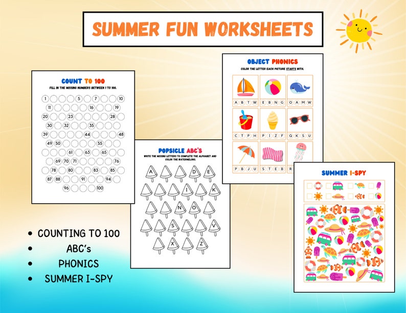 Printable Summer Fun Activities for Kids Educational Summer Worksheets ...