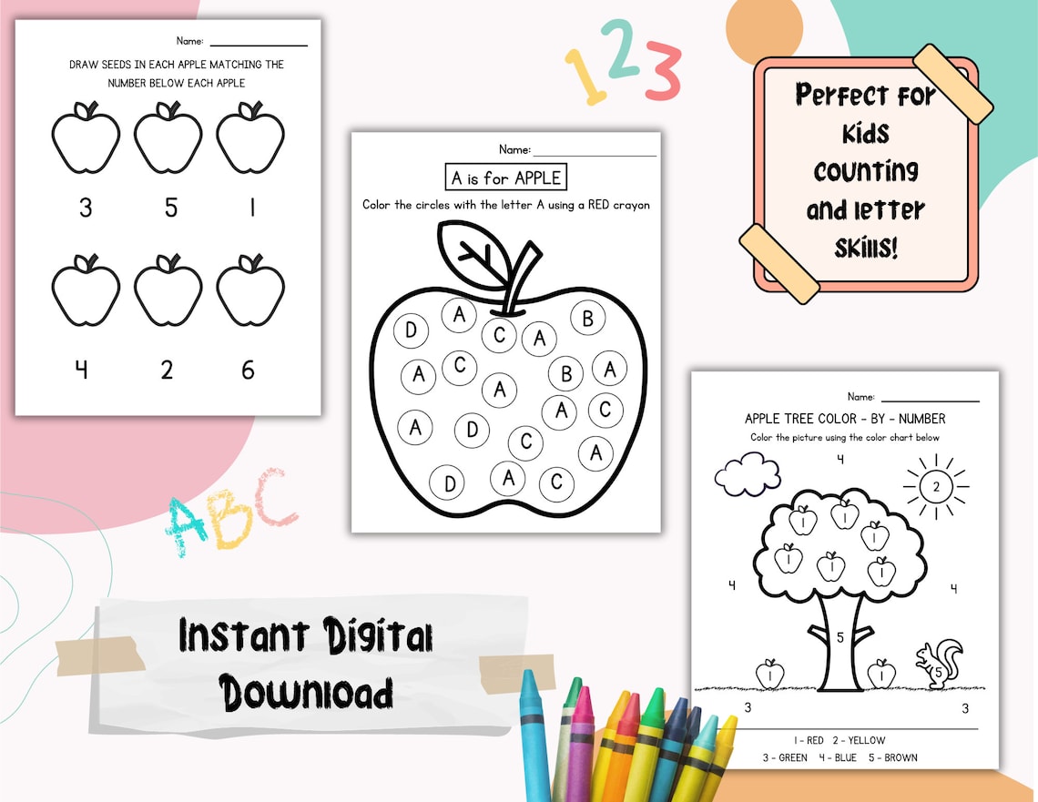 Apple Activities for Kids | Apple Activity Pack | Apple Worksheets ...