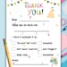 Kids Birthday Thank You Note | Fill in the Blank Thank You Card ...