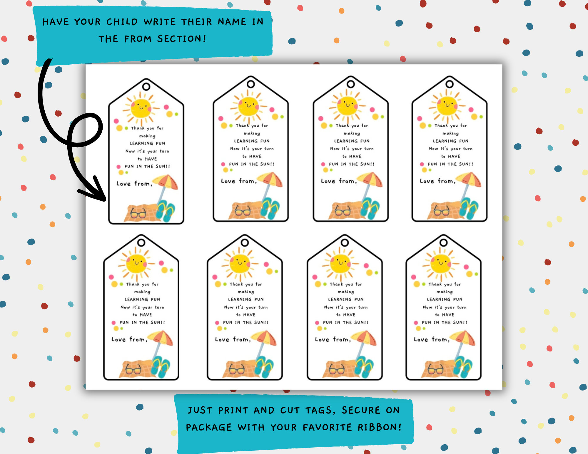 Teacher End of the Year Gift Tags | Summer Teacher Appreciation Gift ...