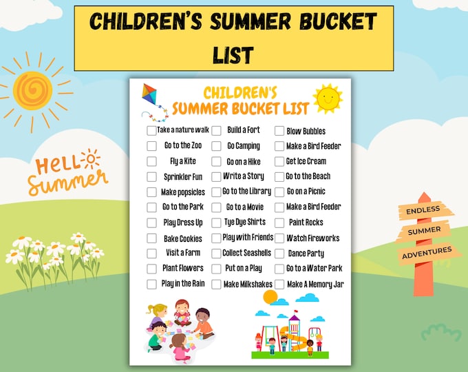 Summer Bucket List Printable, Planner Insert, Good Notes, Notability ...