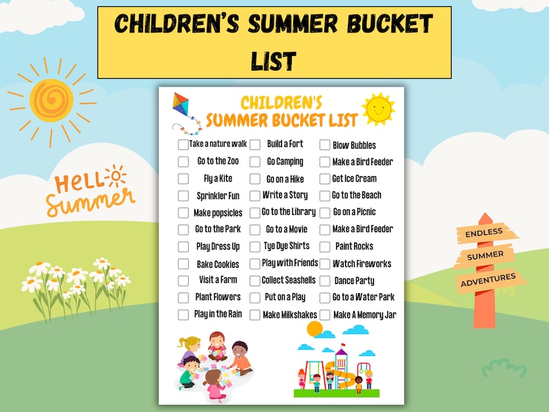Summer Bucket List Printable | Summer Break Bucket List | Summer Check ...