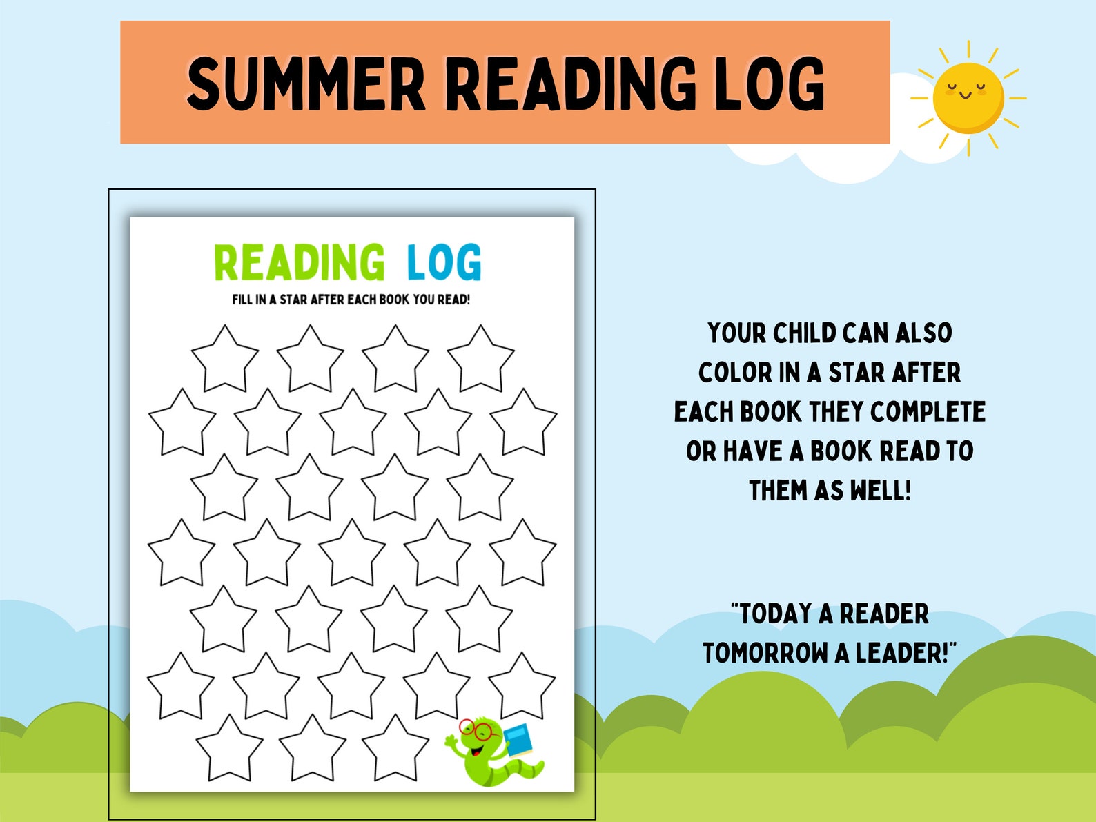 Summer Reading Log - Reading Log for Kids - Reading Log - Summer ...