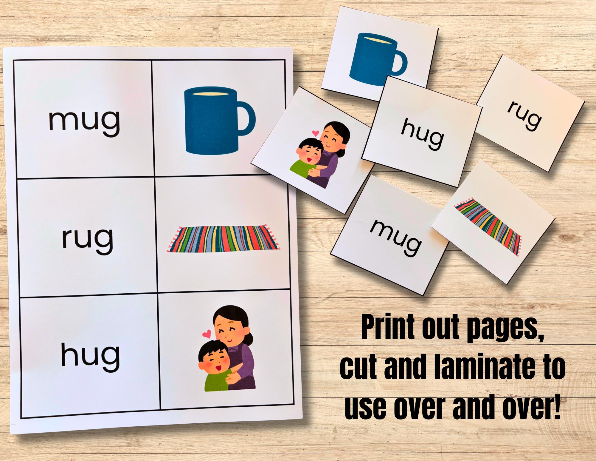 CVC Word Matching Game, Phonics Activity for Kindergarten, Literacy ...