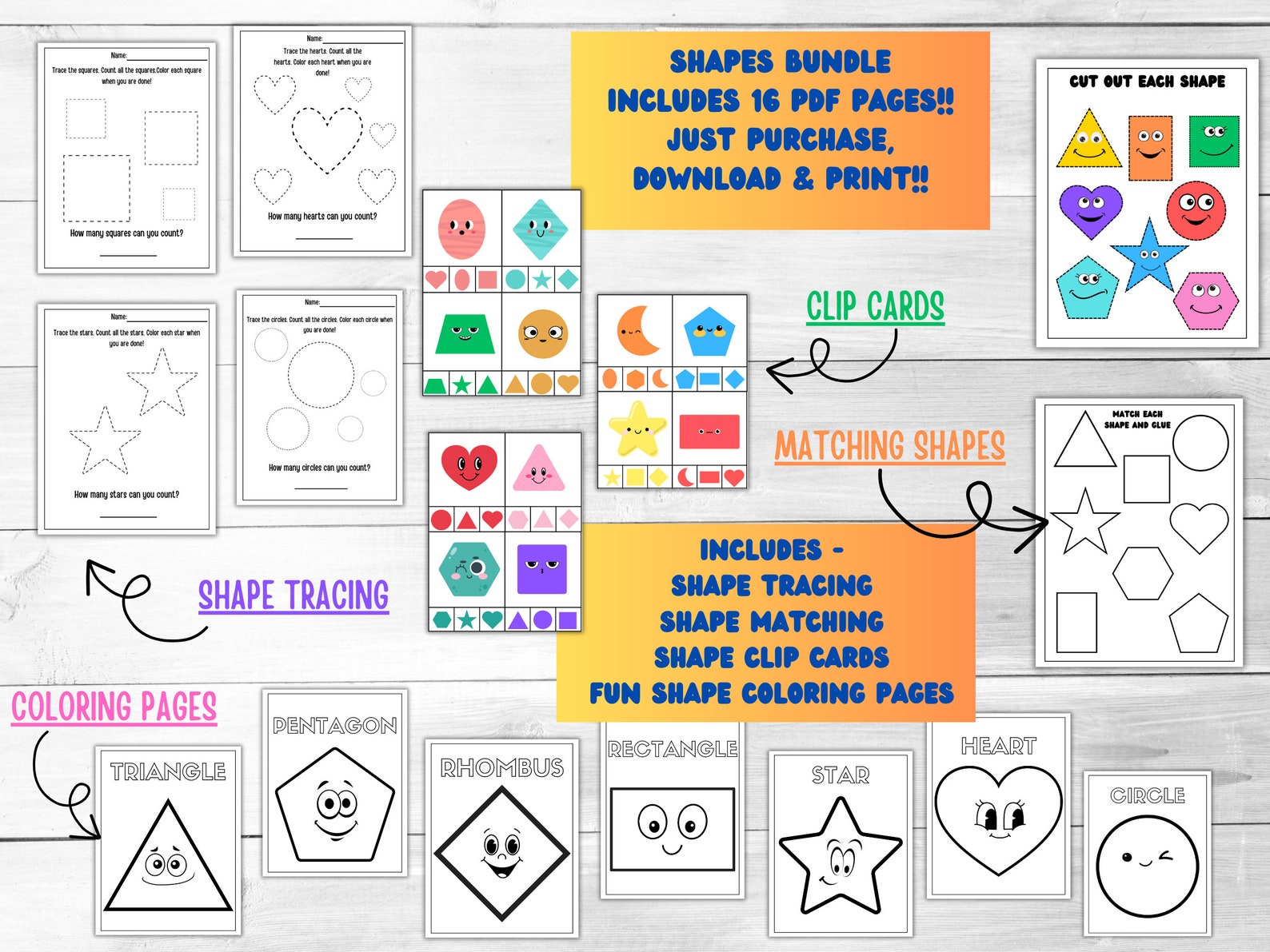 Shape Matching | Preschool Learning Shapes | Shape Tracing ...