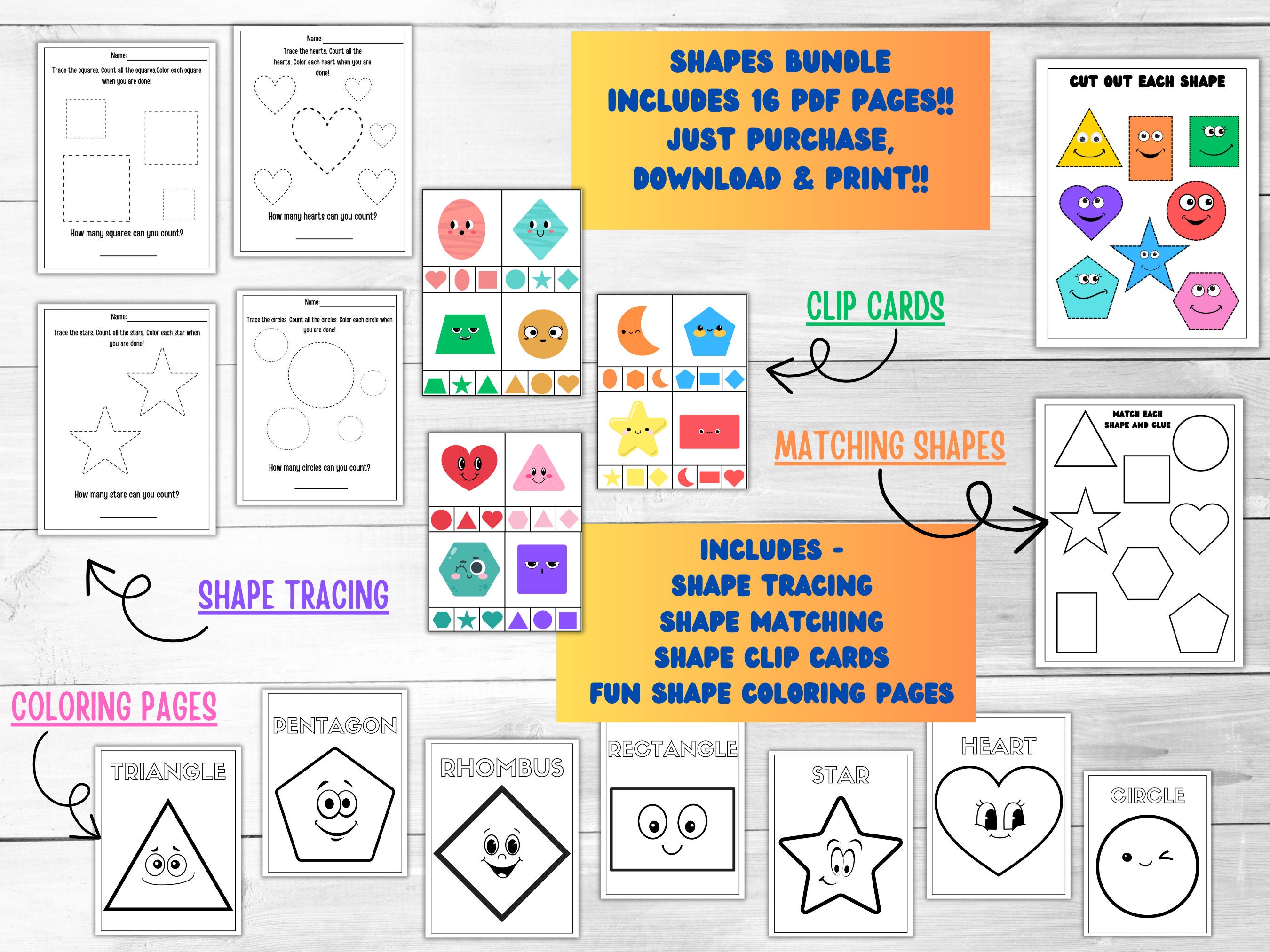 Shape Matching | Preschool Learning Shapes | Shape Tracing ...