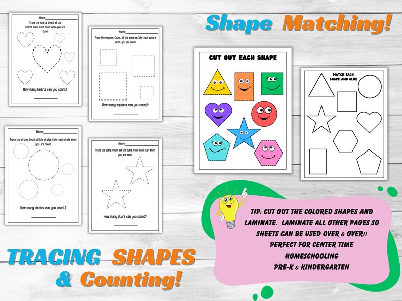 Shape Matching | Preschool Learning Shapes | Shape Tracing ...