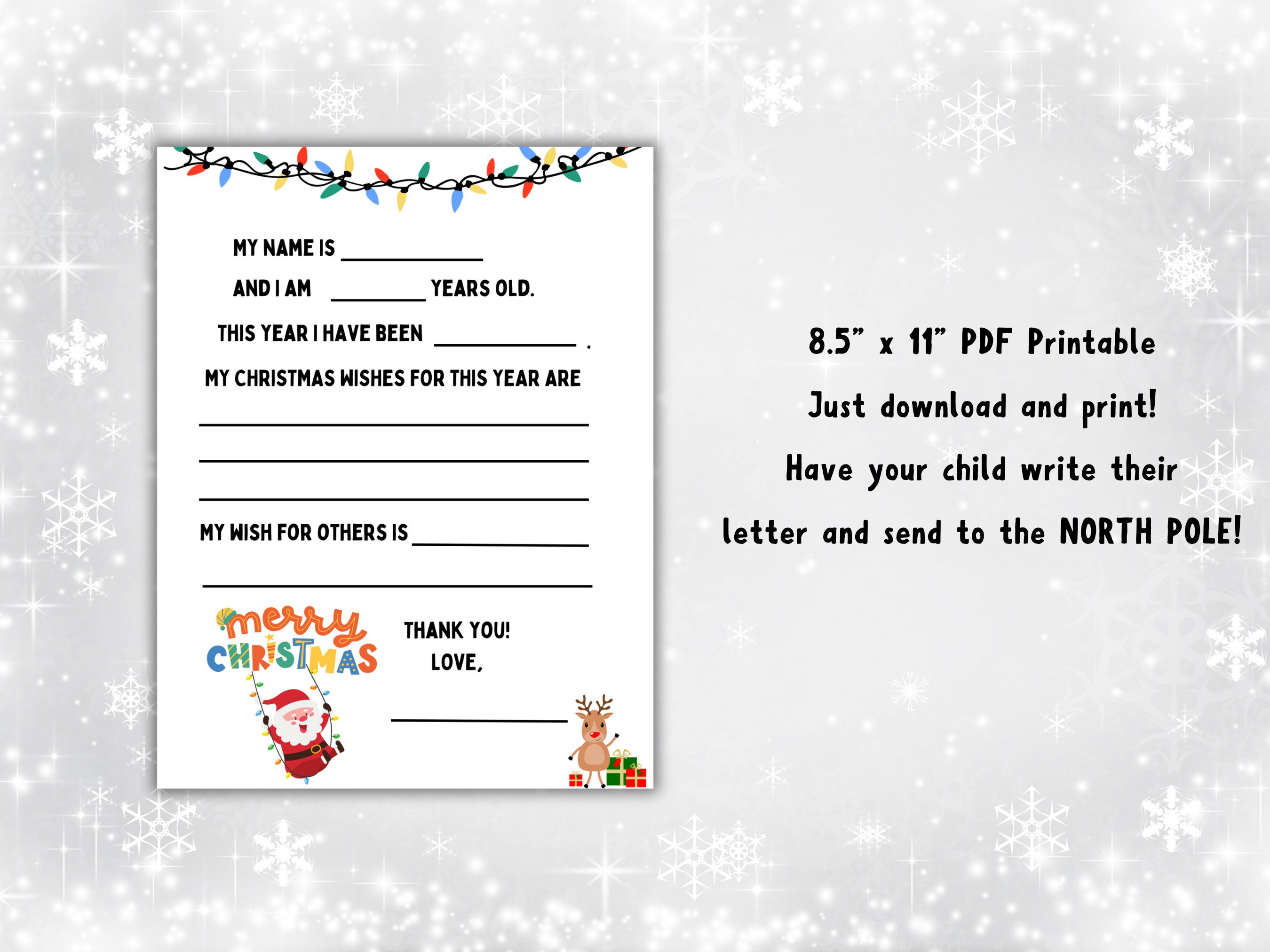 Letter to Santa | Printable Letter to Santa | Christmas Wishlist ...