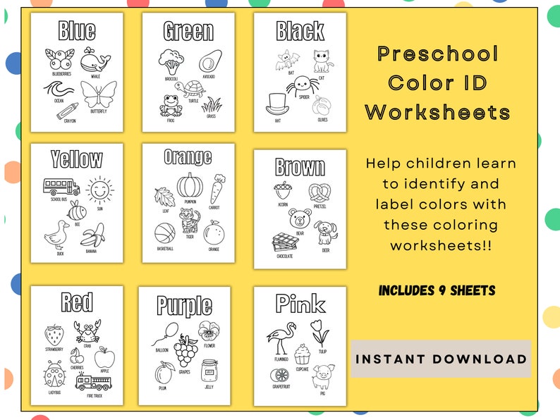 Preschool Learning Colors Worksheets | Pre-k Color Matching Activity ...