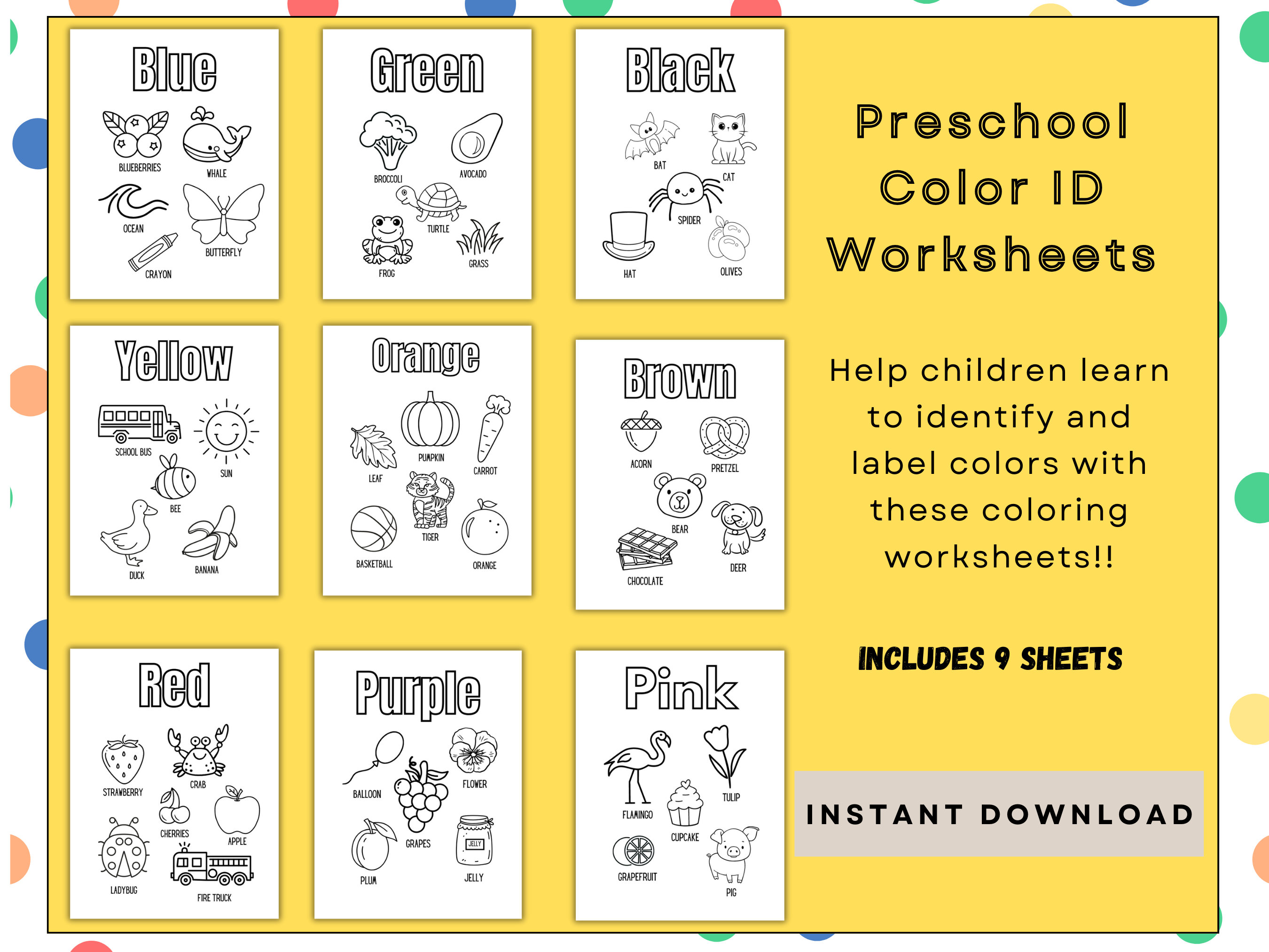 Preschool Learning Colors Worksheets | Pre-k Color Matching Activity ...