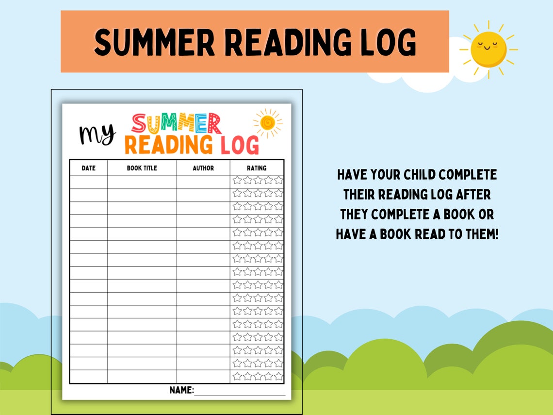 Summer Reading Log - Reading Log for Kids - Reading Log - Summer ...