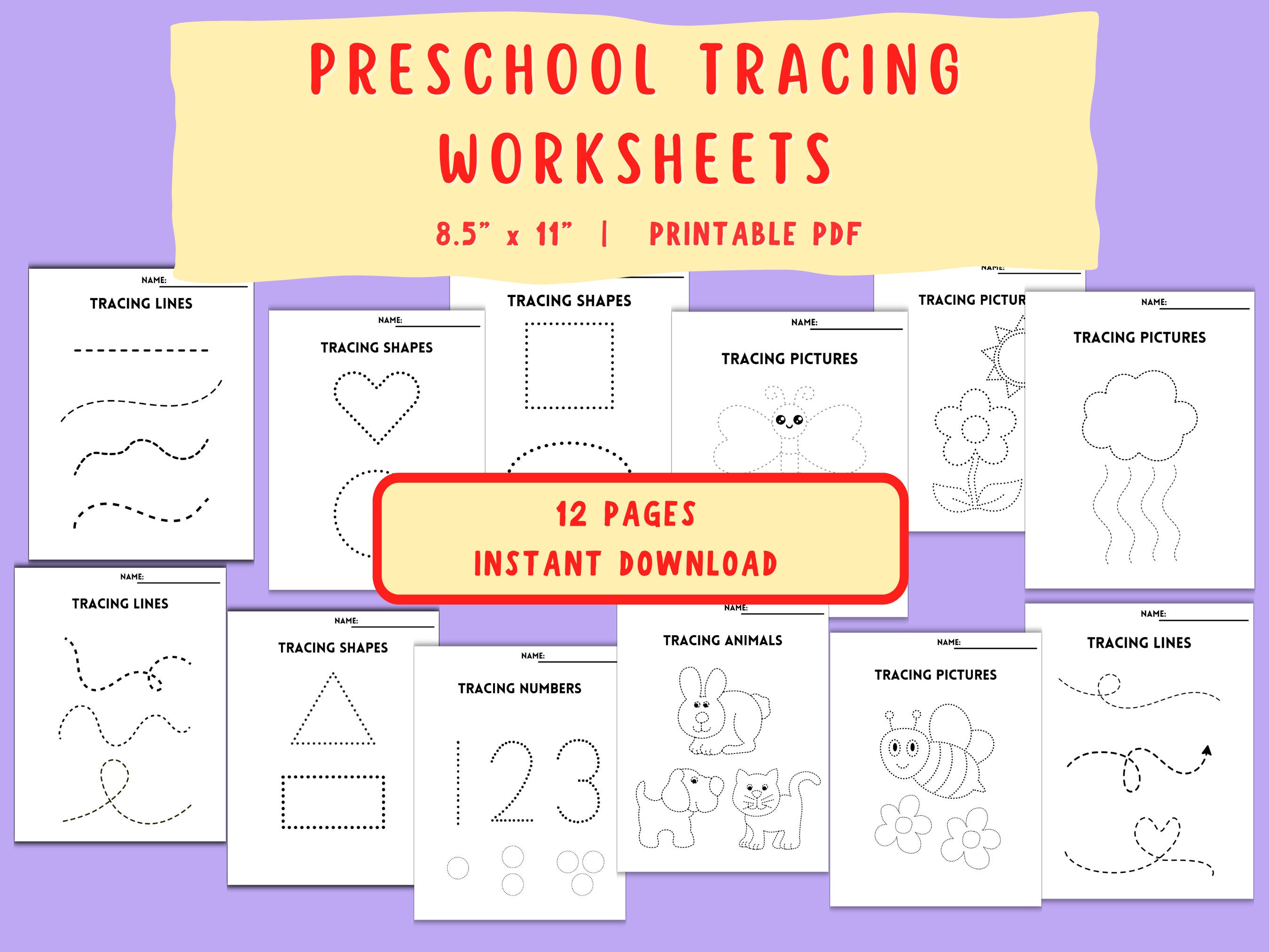 Preschool Tracing Worksheets Prewriting Worksheets Fine Motor Skills ...