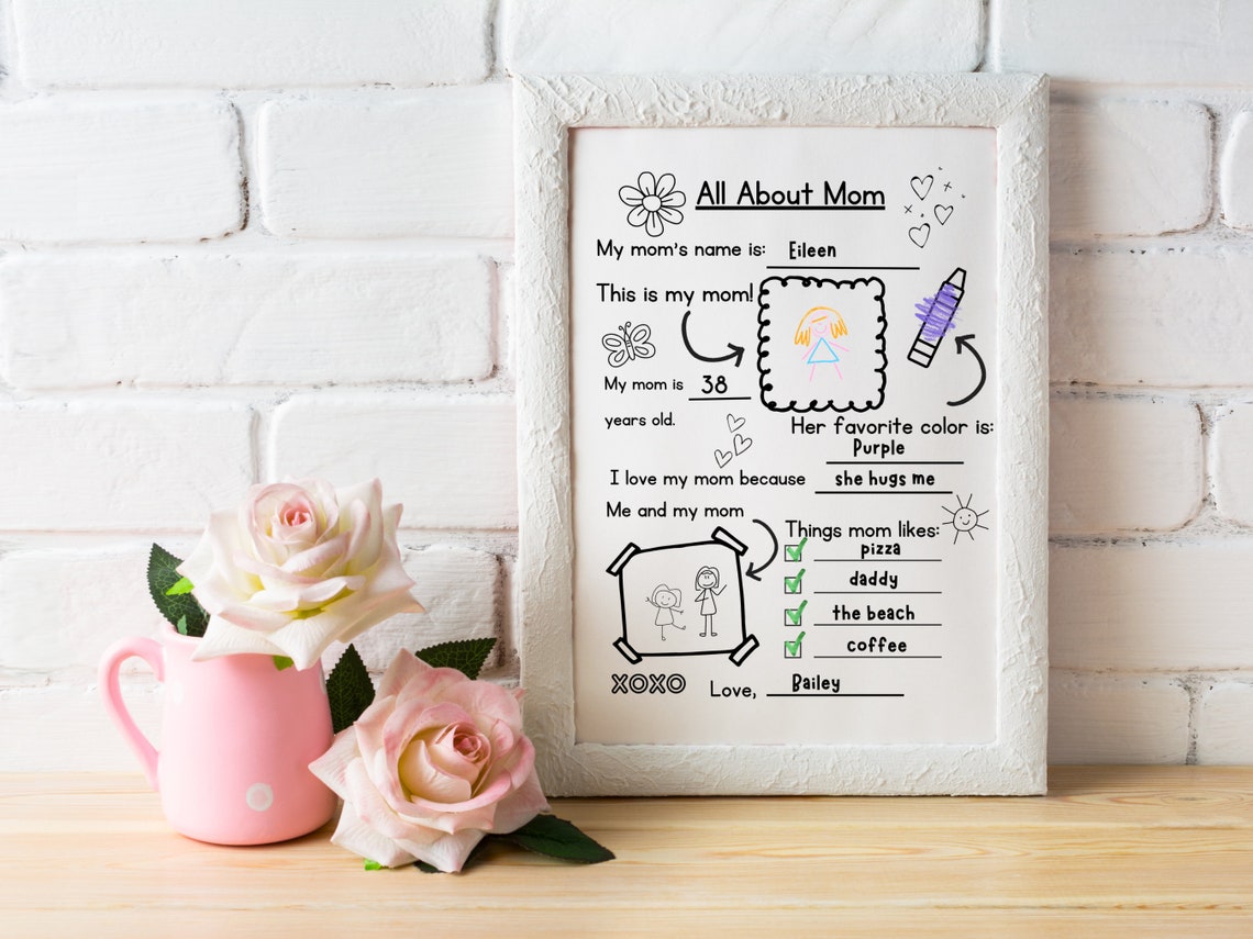 Mothers Day Printable | Mothers Day Gift | Mothers Day Questionnaire ...