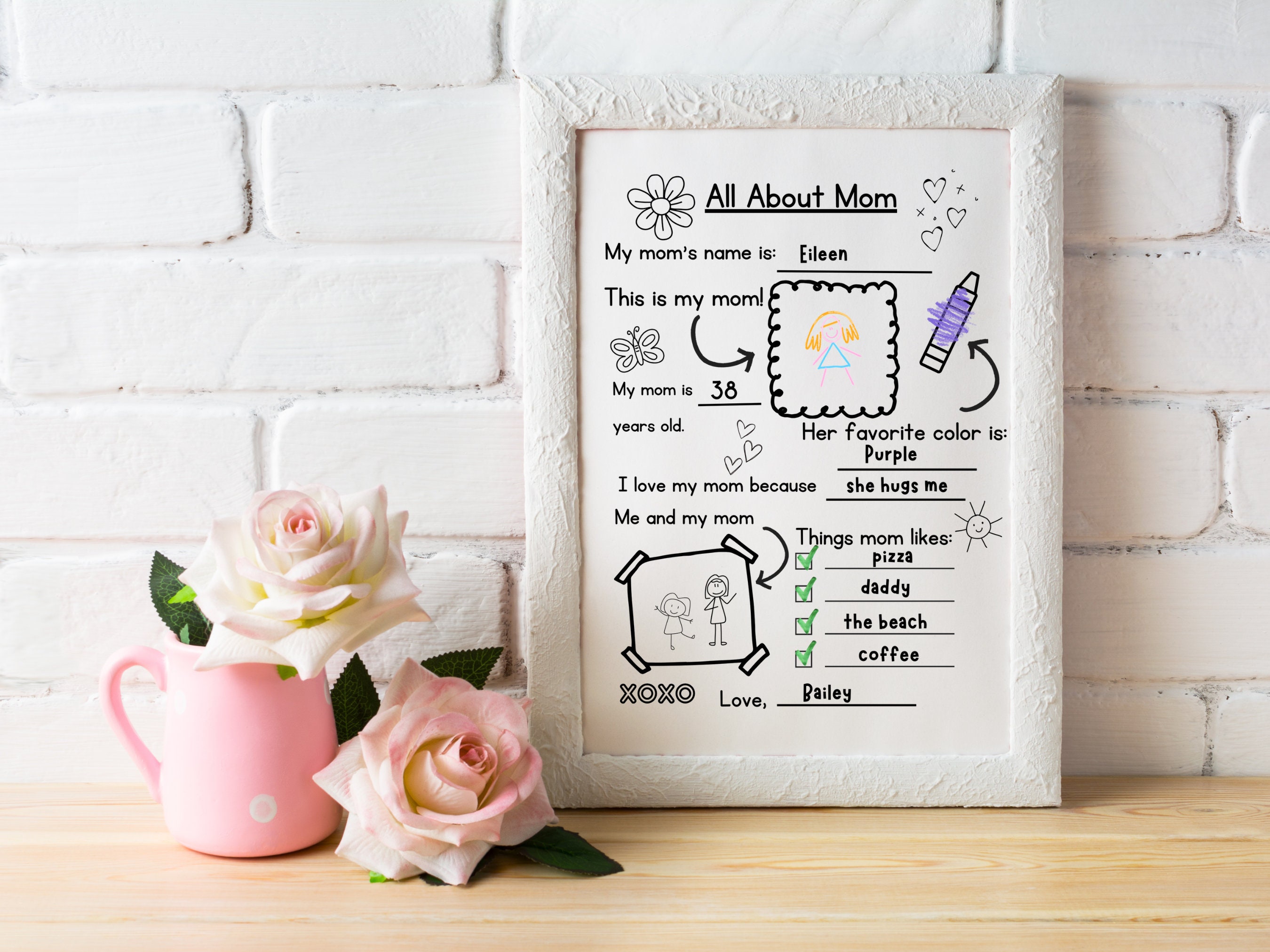 Mothers Day Printable | Mothers Day Gift | Mothers Day Questionnaire ...