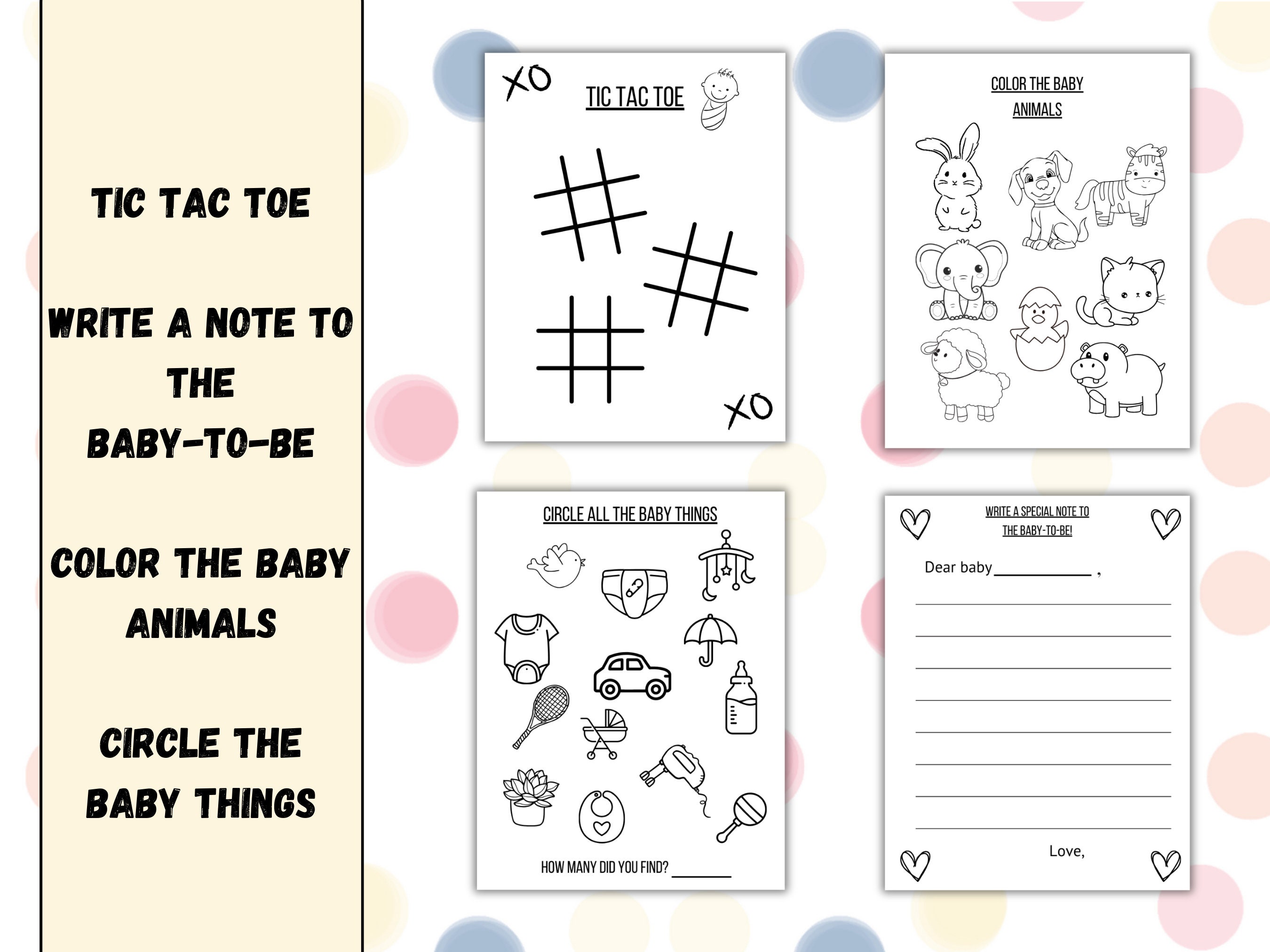 Baby Shower Activity Pages for Kids | Kids Activities for Baby Shower ...