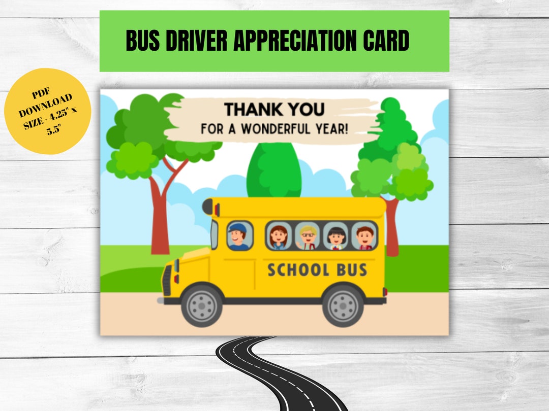 Bus Driver Thank You Card - Appreciation Gift for School Bus Drivers ...