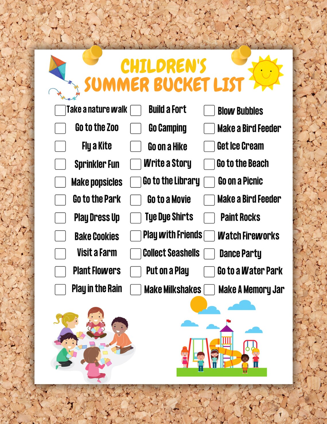 Summer Bucket List Printable Summer Break Bucket List - Etsy