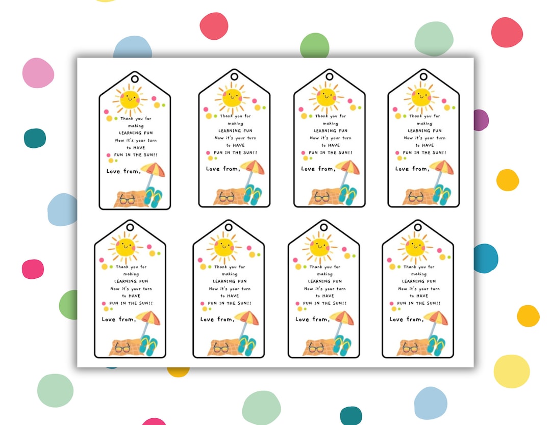 Teacher End of the Year Gift Tags | Summer Teacher Appreciation Gift ...