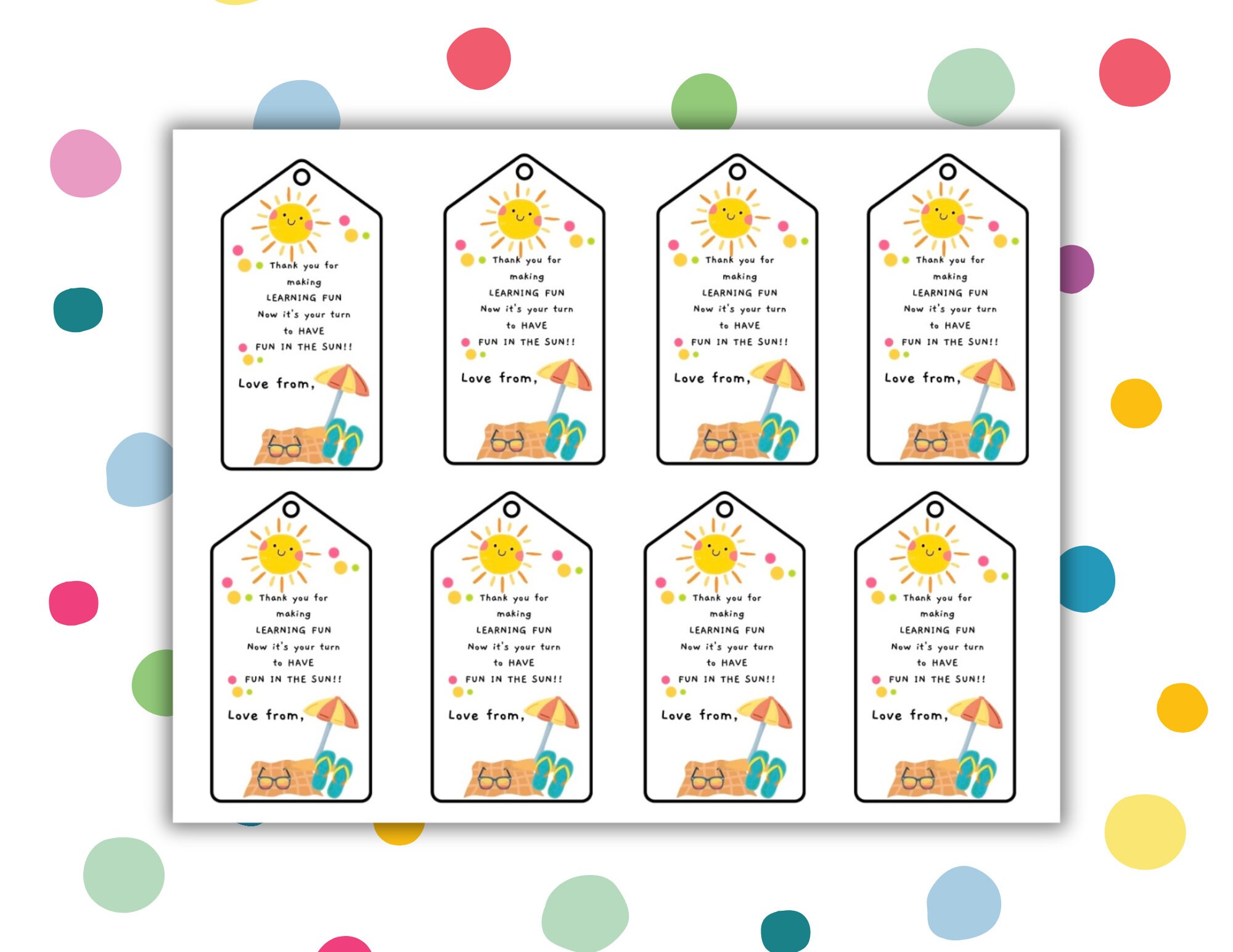 Teacher End of the Year Gift Tags | Summer Teacher Appreciation Gift ...