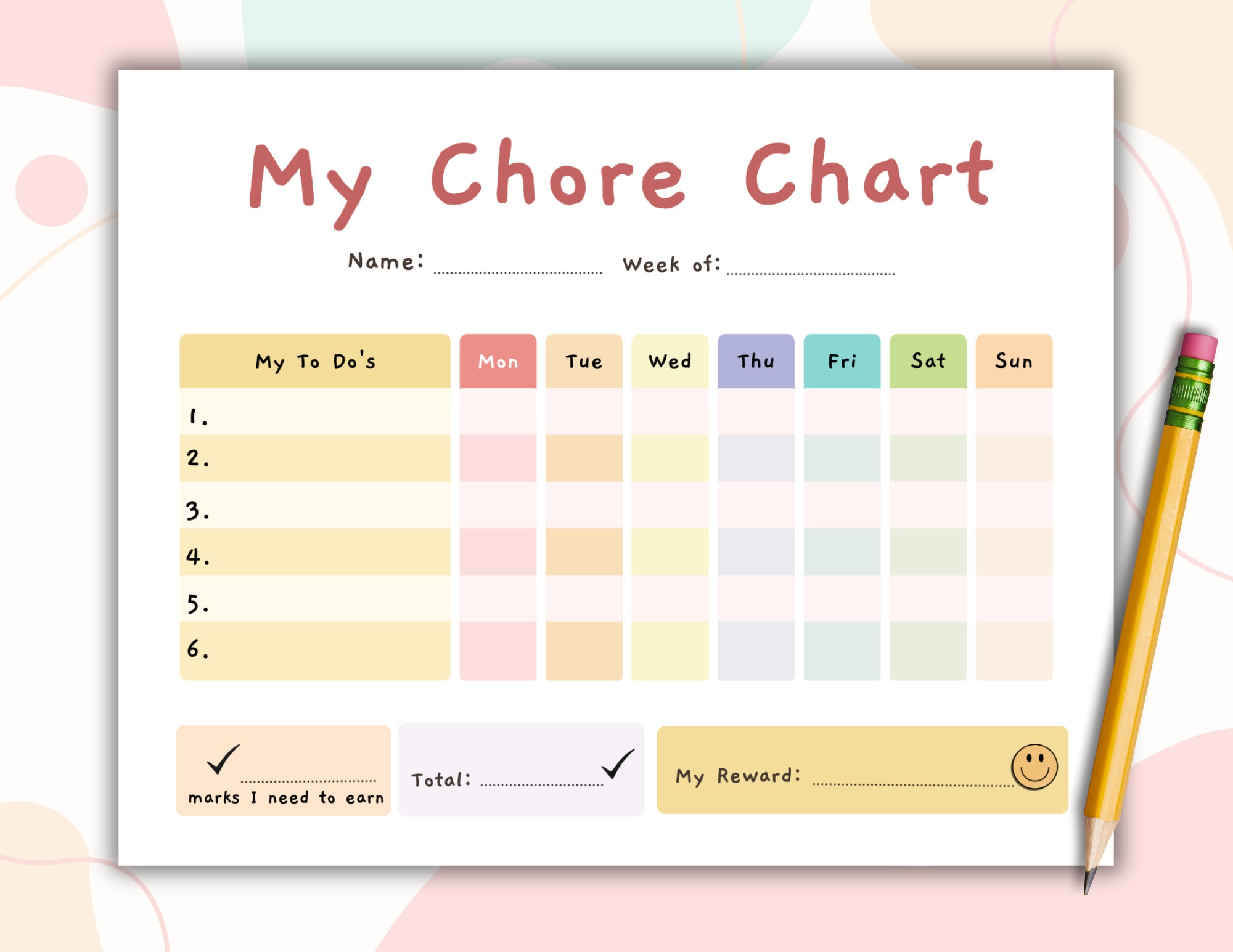 Kids Chore Chart Chore Chart for Kids Printable Weekly - Etsy