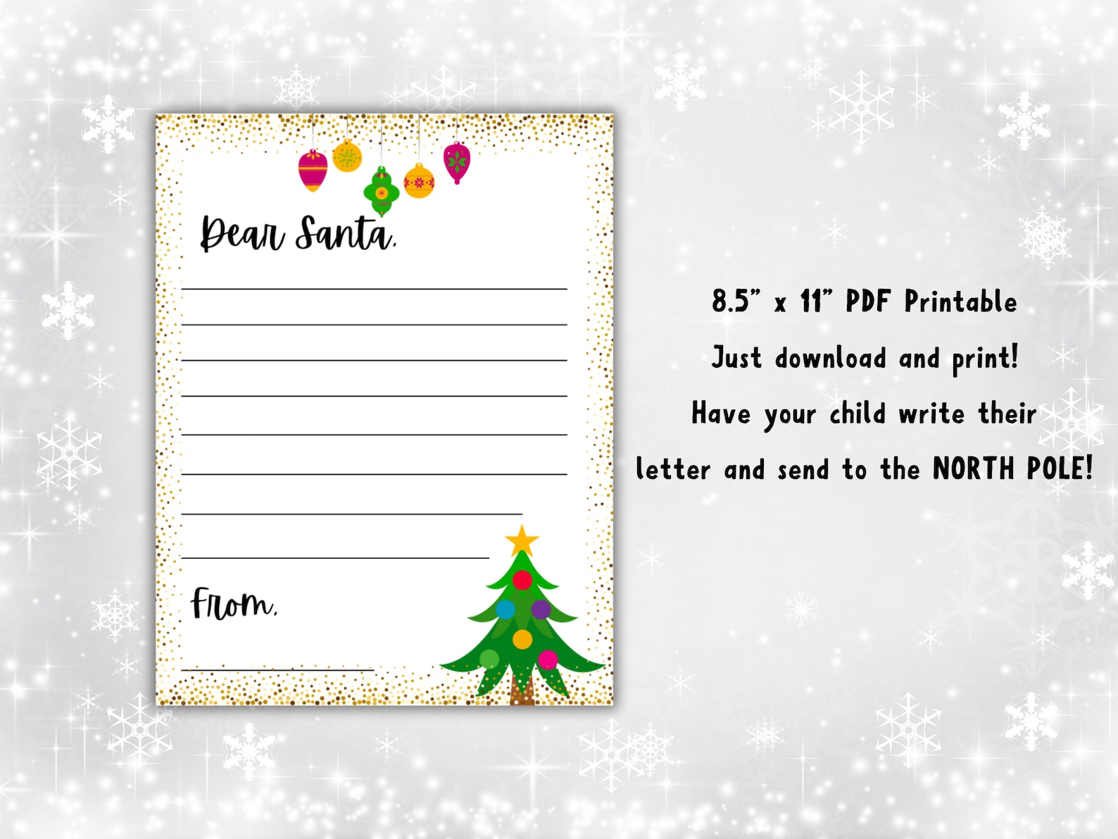 Letter to Santa | Printable Letter to Santa | Christmas Wishlist ...