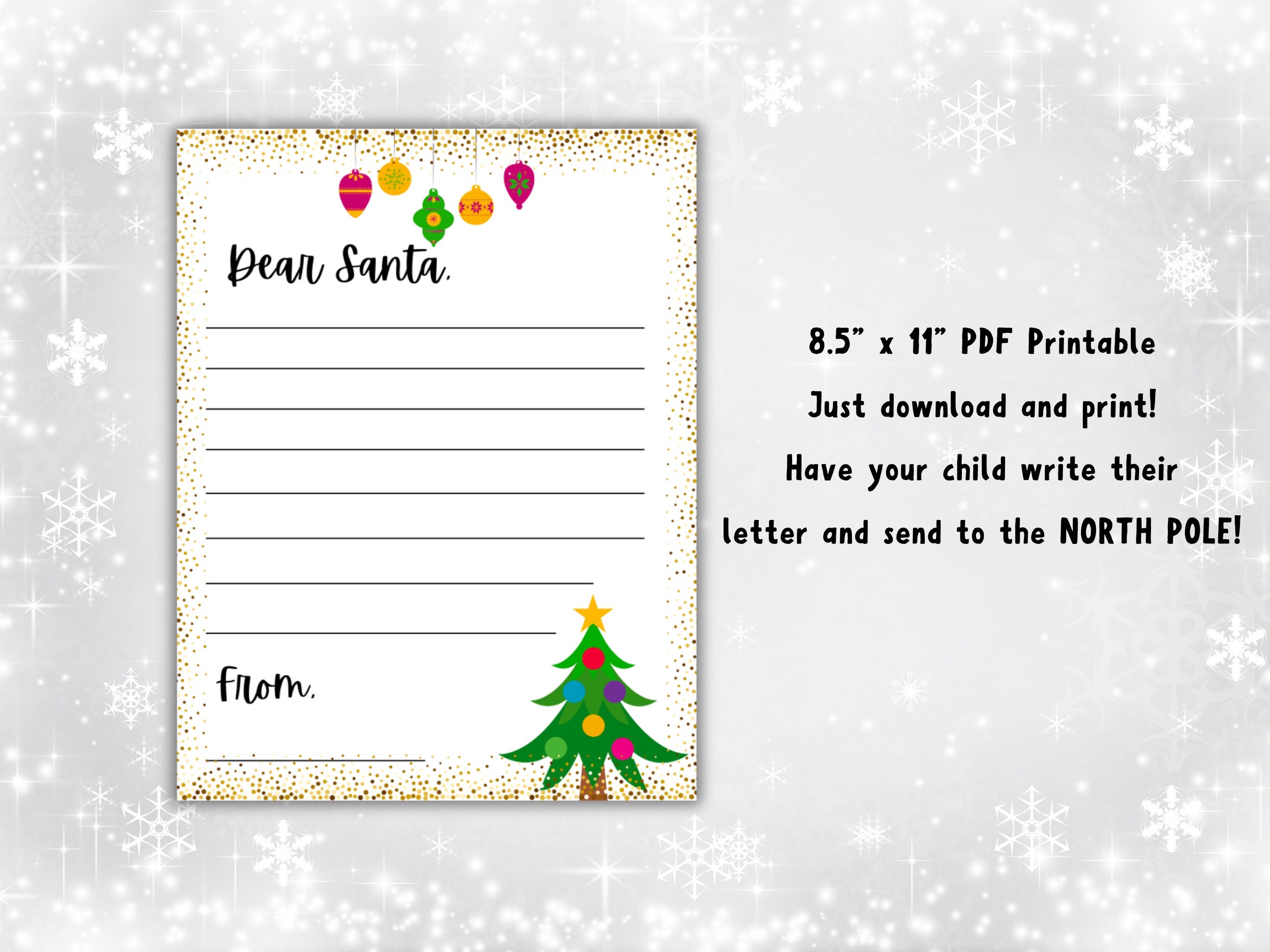 Letter to Santa | Printable Letter to Santa | Christmas Wishlist ...