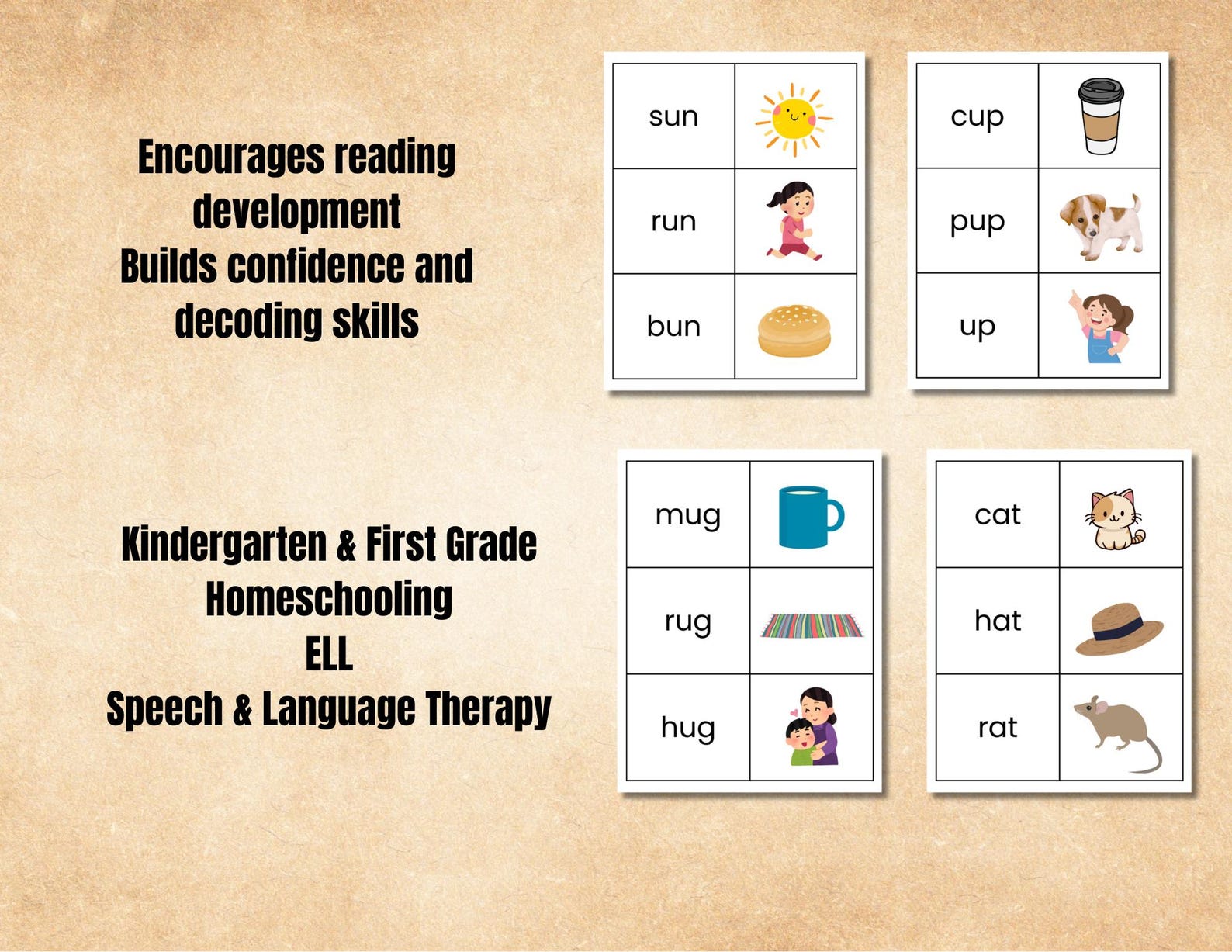 CVC Word Matching Game, Phonics Activity for Kindergarten, Literacy ...