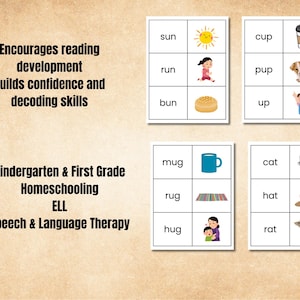 CVC Word Matching Game, Phonics Activity for Kindergarten, Literacy ...