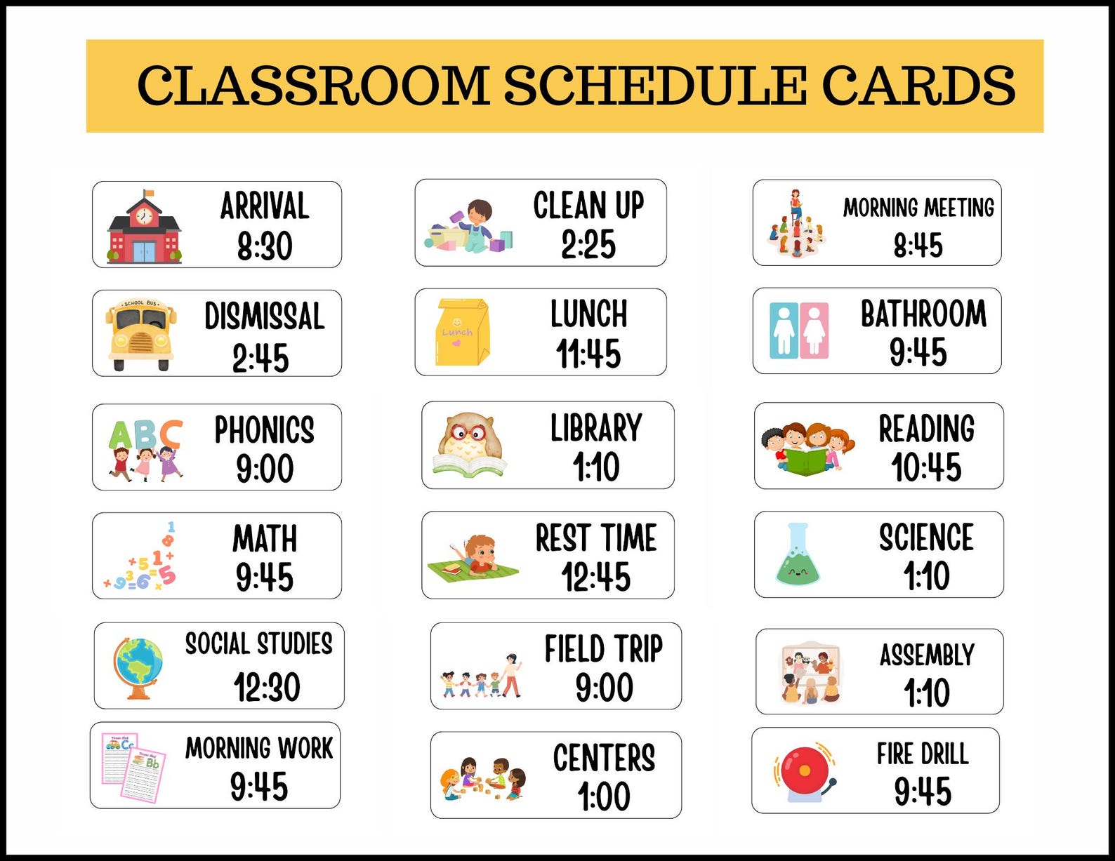 Daily Routine Cards for Teachers | Editable School Schedule Cards for ...