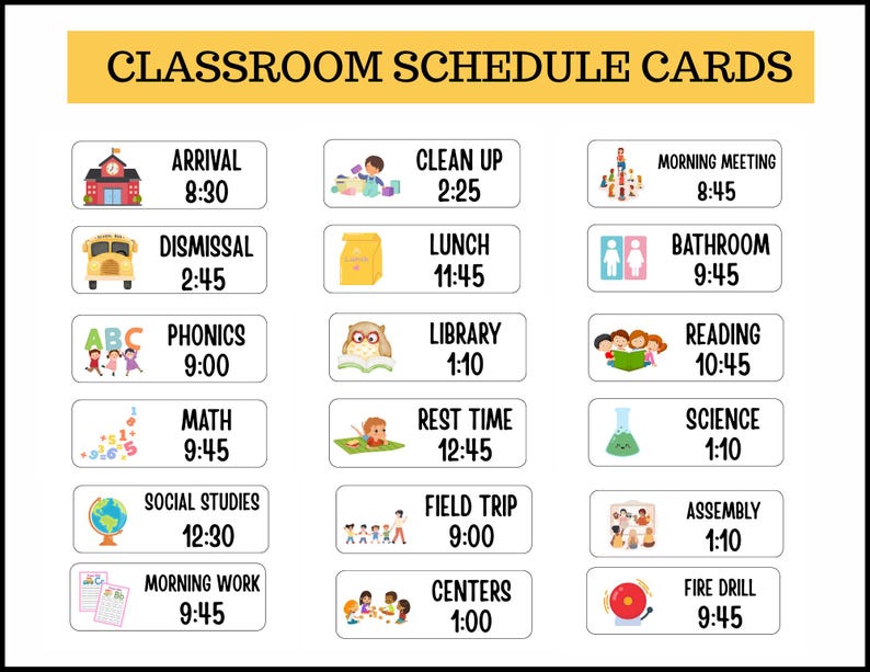 Daily Routine Cards for Teachers | Editable School Schedule Cards for ...