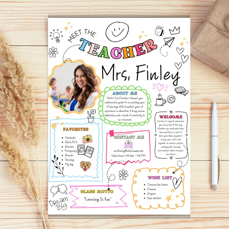 Meet the Teacher Printable | School Night Template | Back to School ...