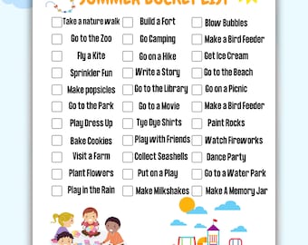 Summer Bucket List Printable Summer Break Bucket List Summer Check List ...