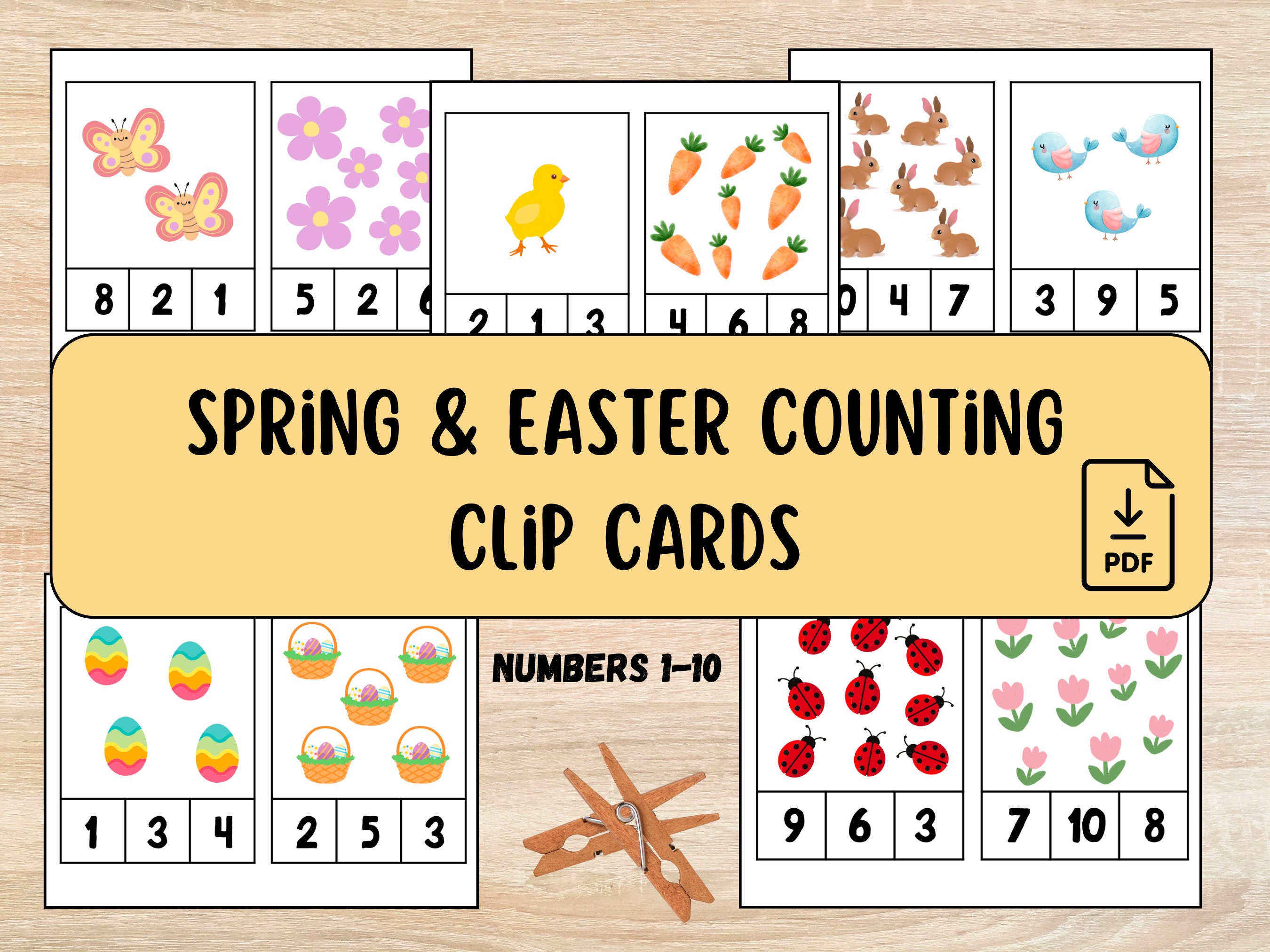 Spring Count and Clip Cards Preschool Counting Preschool Math ...