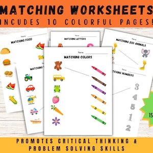 Printable Matching Worksheets for Preschool & Kindergarten ...
