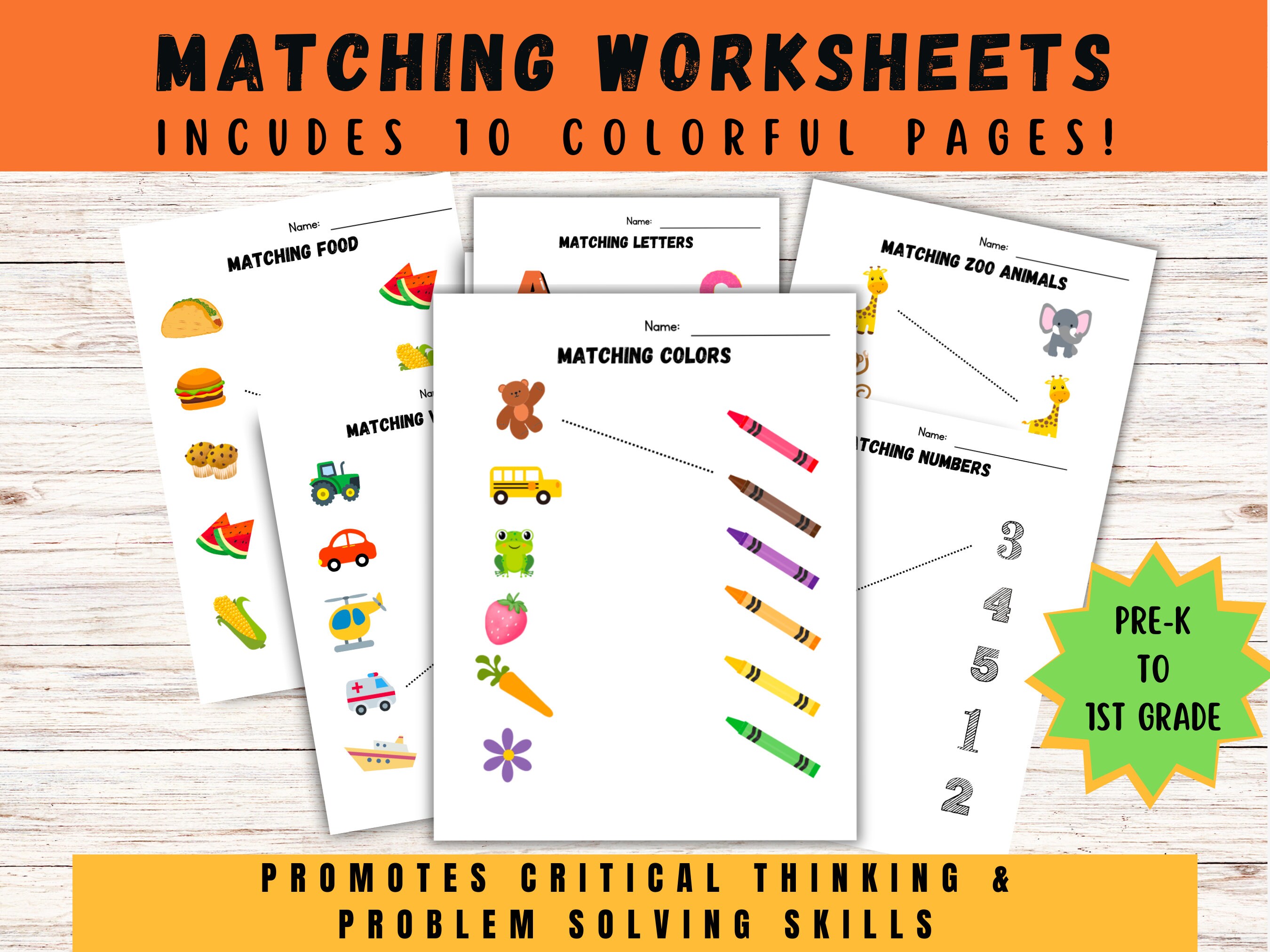 Printable Matching Worksheets for Preschool & Kindergarten ...