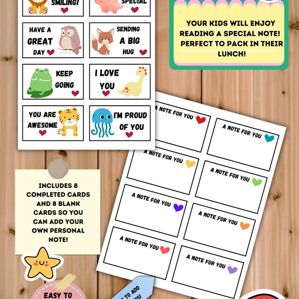 Lunch Box Notes Positive Affirmations for Kids Printable Lunch Box ...