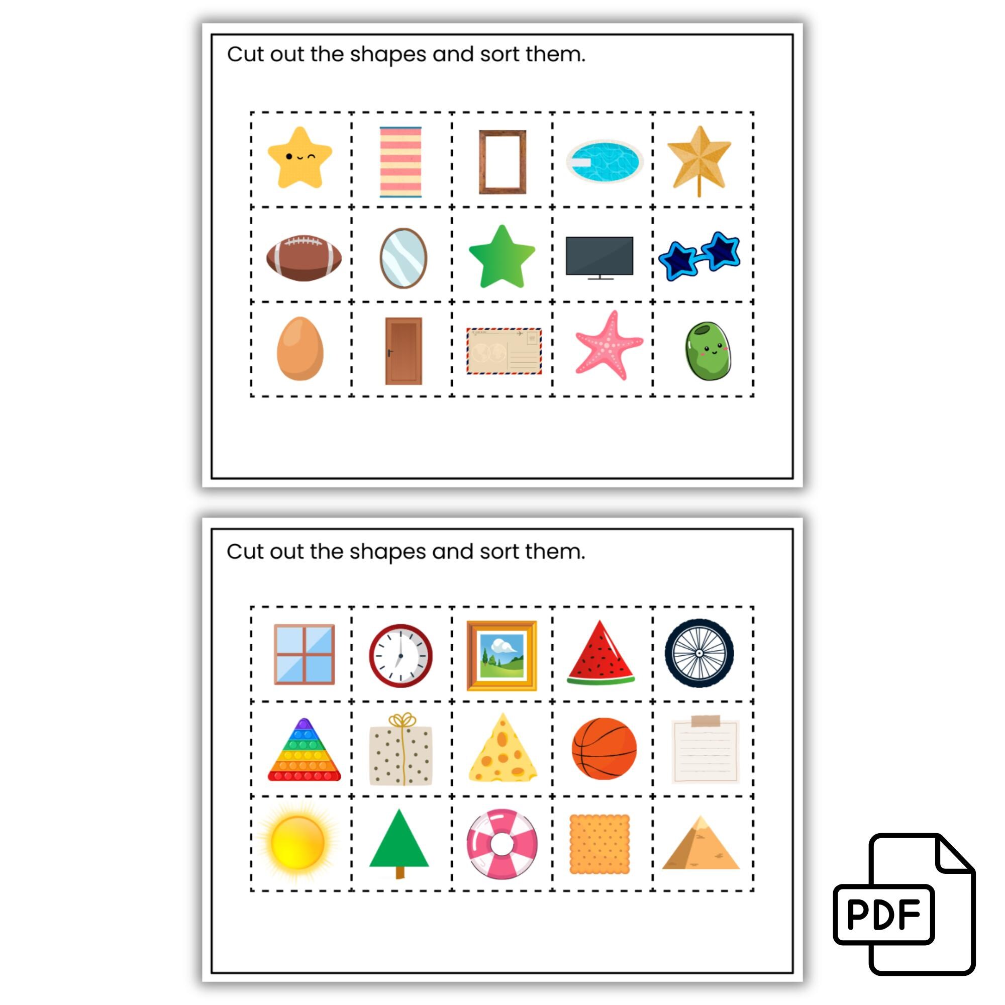 Shape Matching Activity for Toddlers, Cut and Glue Activities, Fine ...